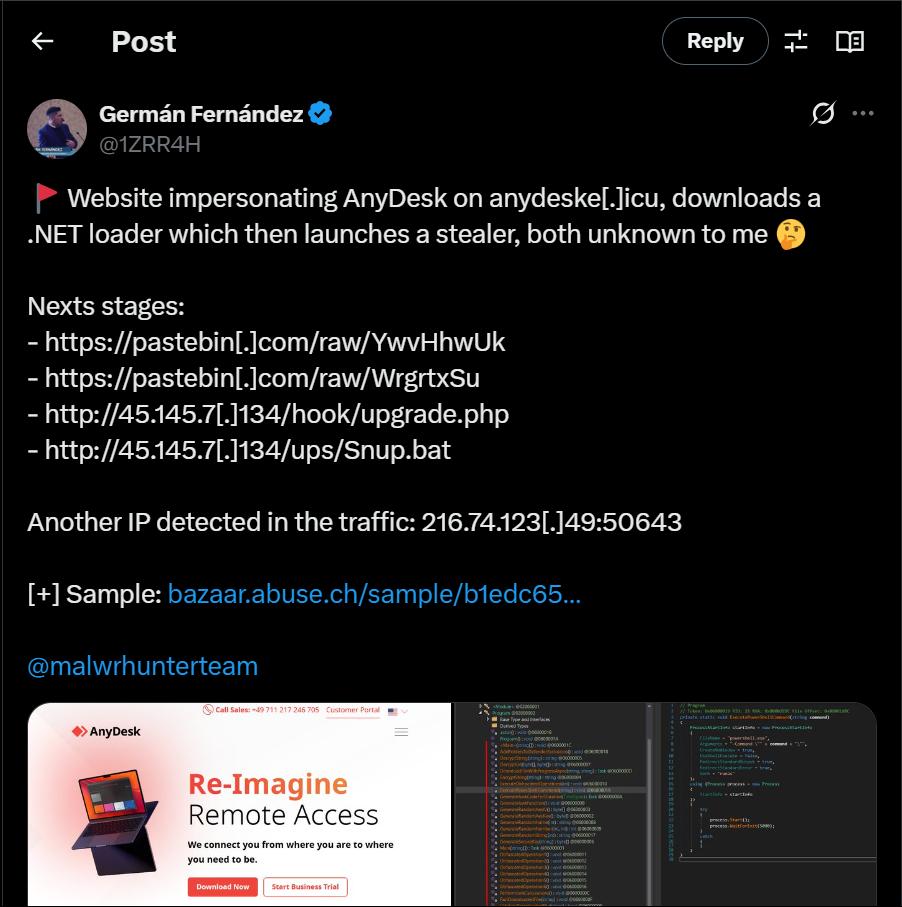 AnyDesk Clone Malware Installs Phemedrone Stealer