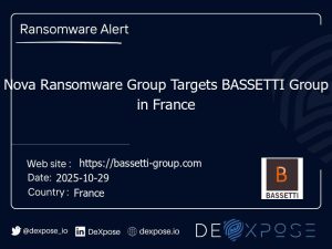 Nova Ransomware Group Targets BASSETTI Group in France - DeXpose