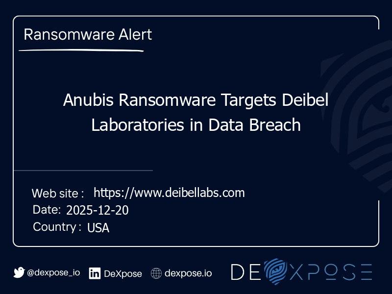 Anubis Ransomware Targets Deibel Laboratories in Data Breach - DeXpose