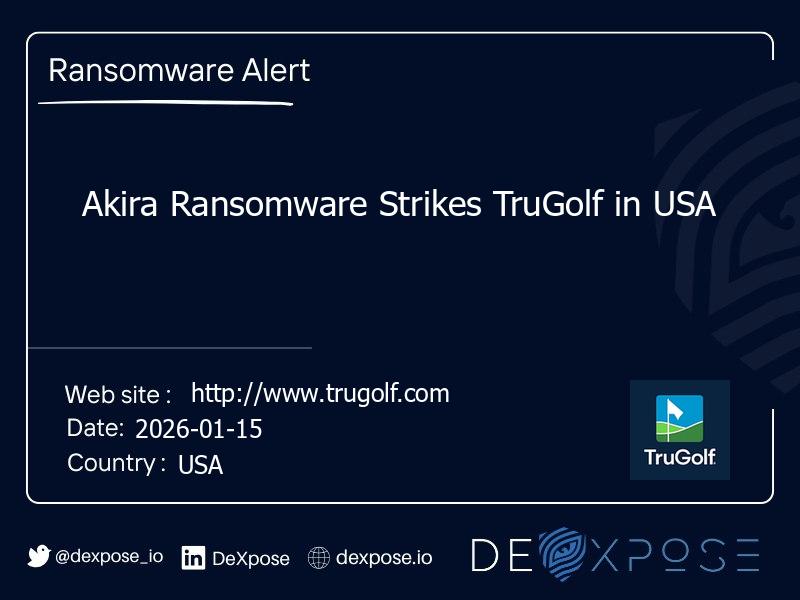 Akira Ransomware Strikes TruGolf in USA - DeXpose